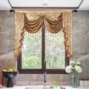 ELKCA European Curtain Valance for Living Room Luxury Window Curtains for Bedroom Swag Valance for Kitchen,Rod Pocket (W59, 1Panel)