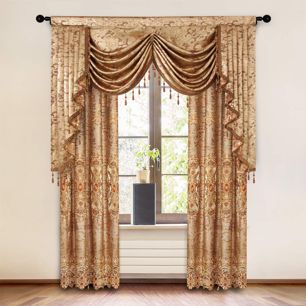 ELKCA European Curtain Valance for Living Room Luxury Window Curtains for Bedroom Swag Valance for Kitchen,Rod Pocket (W59, 1Panel)