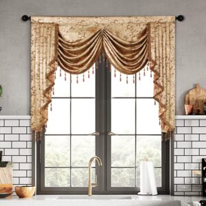 ELKCA European Curtain Valance for Living Room Luxury Window Curtains for Bedroom Swag Valance for Kitchen,Rod Pocket (W59, 1Panel)