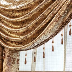 ELKCA European Curtain Valance for Living Room Luxury Window Curtains for Bedroom Swag Valance for Kitchen,Rod Pocket (W59, 1Panel)