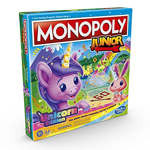 Hasbro Gaming Monopoly Junior: Unicorn Edition Board Game for 2-4 Players, Magical-Themed Indoor Game for Kids Ages 5 and Up (Amazon Exclusive)