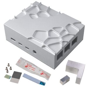 akasa gem pro, pure aluminum raspberry pi 4 case, heavy duty pi 4 heatsink, ultra quiet passive cooling raspberry pi housing, supports raspberry pi 4 model b, silver, a-ra09-m2s