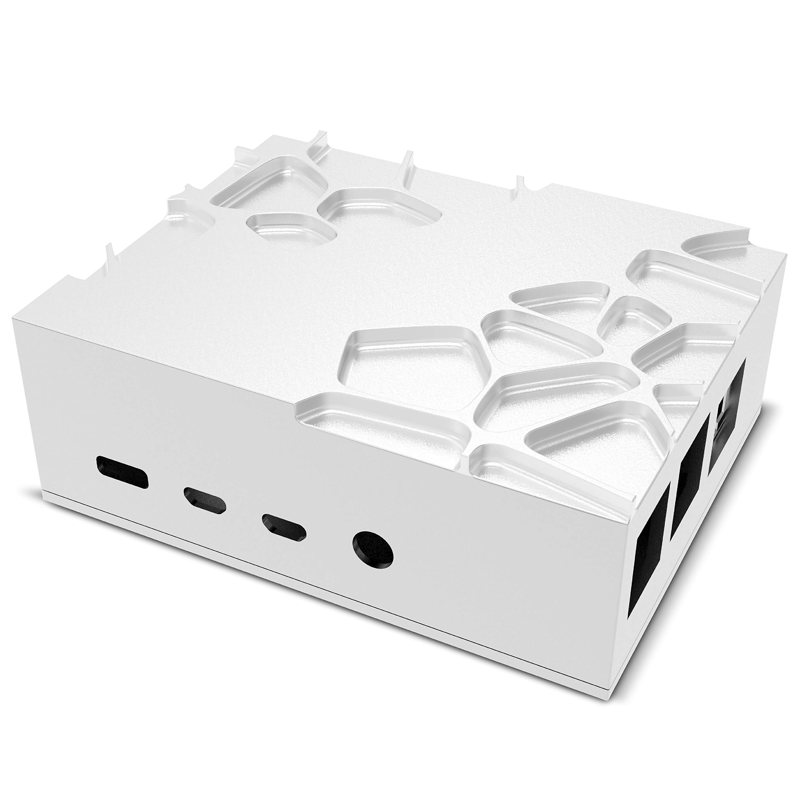 Akasa Gem Pro, Pure Aluminum Raspberry Pi 4 Case, Heavy Duty Pi 4 Heatsink, Ultra Quiet Passive Cooling Raspberry Pi Housing, Supports Raspberry Pi 4 Model B, Silver, A-RA09-M2S