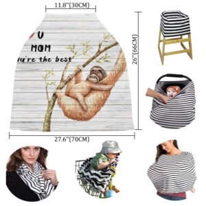 Sloth Nursing Covers for Breastfeeding Baby Stroller and Car Seat Combo I Love Mom You're The Best Carseat Canopy Baby Cart High Chair Infinity Scarf