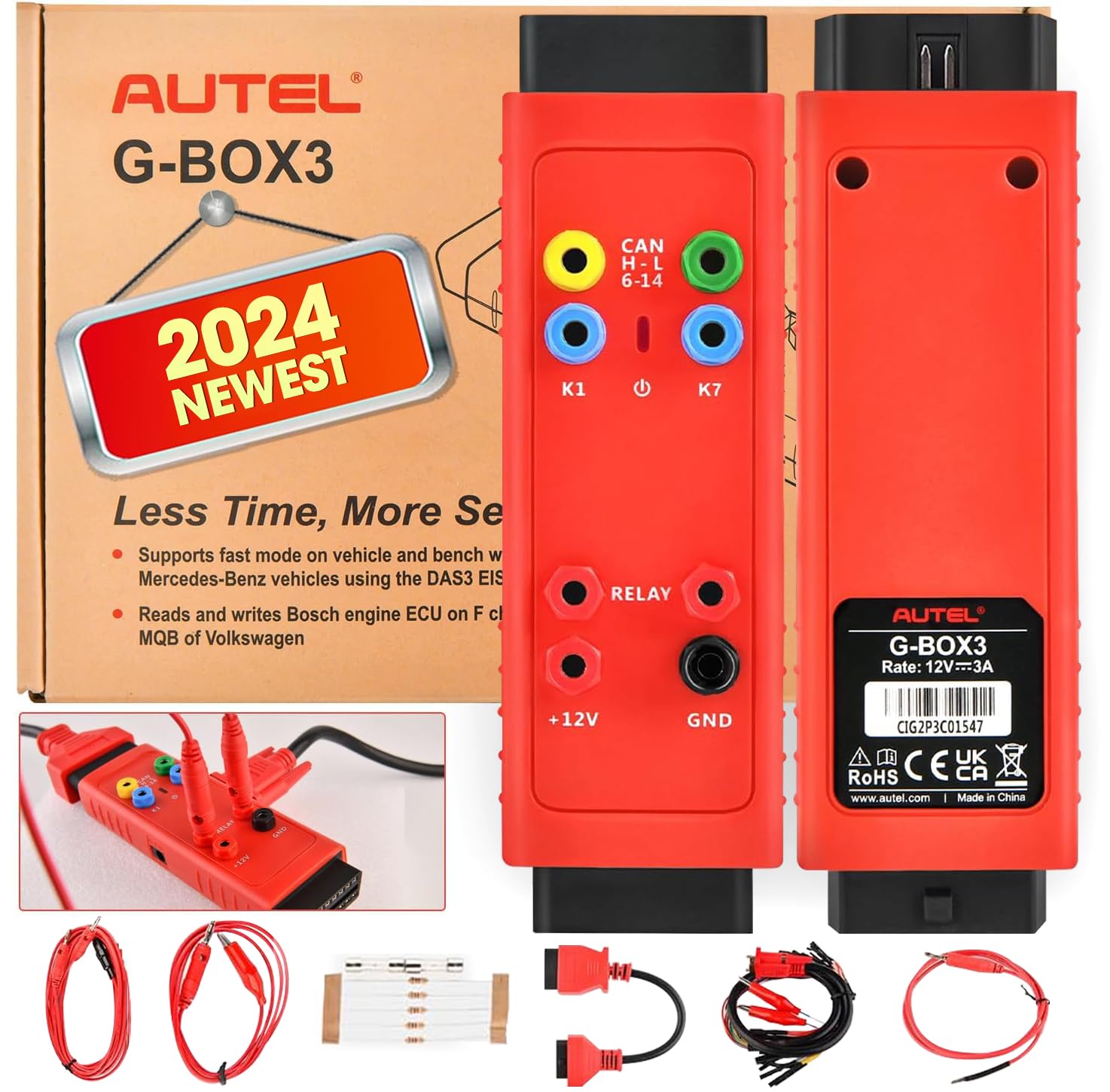 Autel 2024 G-BOX3 Accessory Tool, Upgraded of Gbox2, Gbox3 Key Programming Adapter for Mercedes-Benz/for BMW, Writing Boot Mode Bench Method, Works W/MaxiIM IM508(S) + XP400, IM608 PRO II, IM608S II