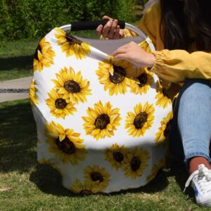 Yellow Nursing Covers for Breastfeeding Baby Stroller and Car Seat Combo Sunflowers Blossomed Carseat Canopy Baby Cart High Chair Infinity Scarf