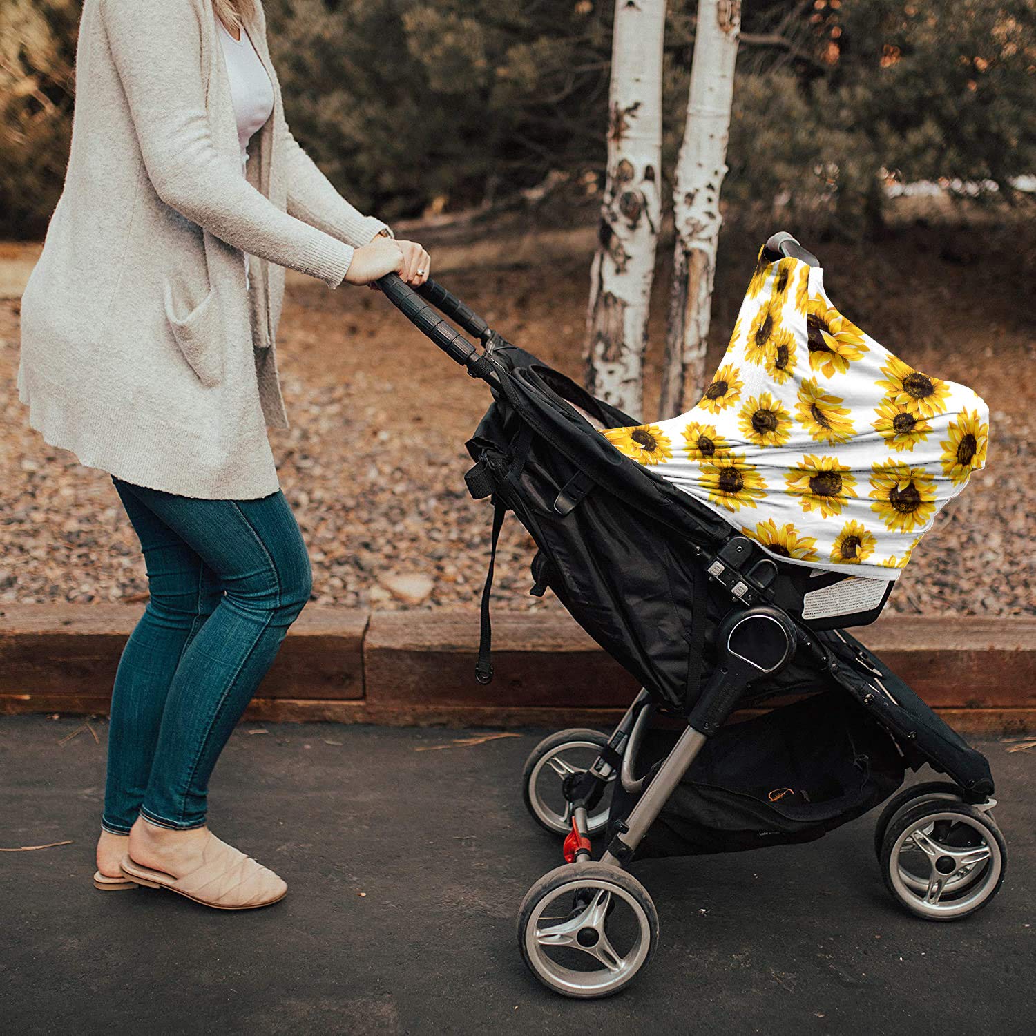 Yellow Nursing Covers for Breastfeeding Baby Stroller and Car Seat Combo Sunflowers Blossomed Carseat Canopy Baby Cart High Chair Infinity Scarf