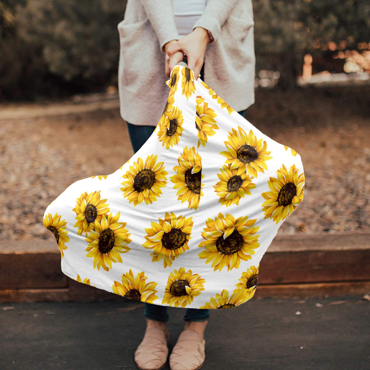 Yellow Nursing Covers for Breastfeeding Baby Stroller and Car Seat Combo Sunflowers Blossomed Carseat Canopy Baby Cart High Chair Infinity Scarf