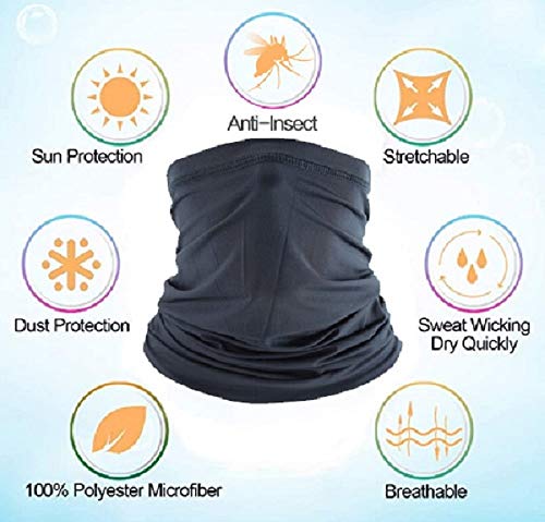 Neck Gaiter Balaclava Bandana Headwear Scarf for Cycling Fishing Running Dust Wind Sun Protection (Black)