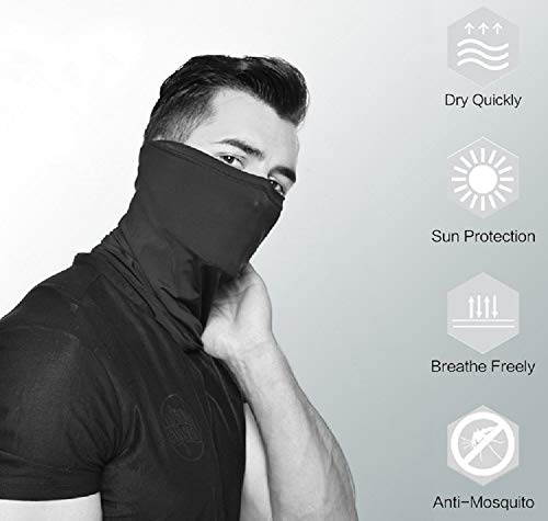 Neck Gaiter Balaclava Bandana Headwear Scarf for Cycling Fishing Running Dust Wind Sun Protection (Black)