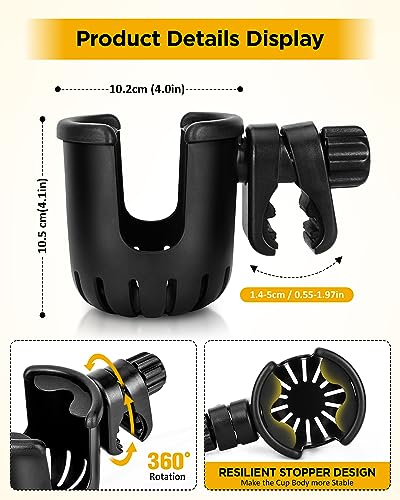 Universal Cup Holder Stroller Drink Holder for Bikes, Trolleys or Walkers, Fits Most Cups