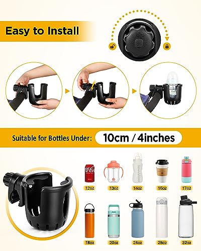 Universal Cup Holder Stroller Drink Holder for Bikes, Trolleys or Walkers, Fits Most Cups