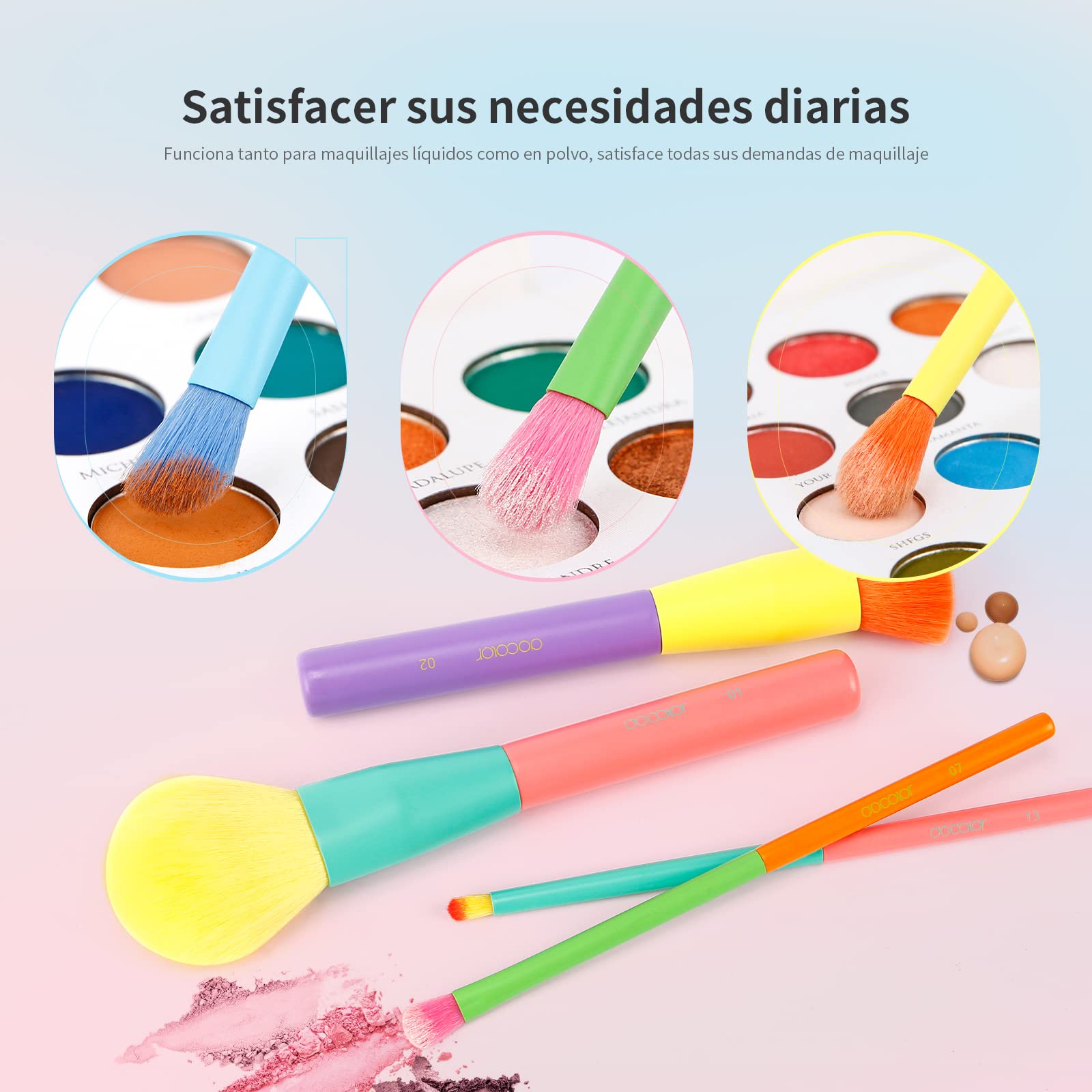 Docolor Makeup Brushes 15Pcs Colourful Makeup Brush Set Premium Gift Synthetic Face Powder Kabuki Foundation Contour Blush Concealers Eye Shadow Blending Make Up Brush Kit - Dream of Color