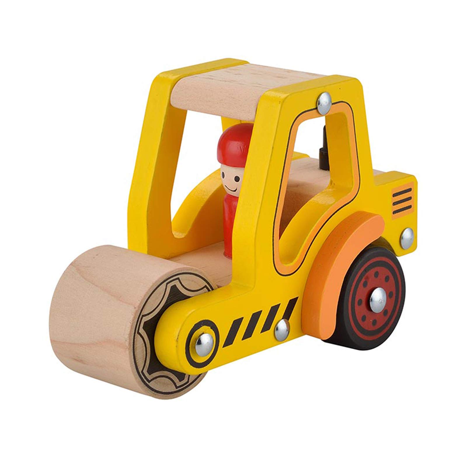 Wooden Push Car Toys for Infants 12-18 Months, 2 Pcs Baby Vehicle Toys Hand Push Car Toys for 1 2 Year Old Boys Girls (Cement Truck + Road Roller car)