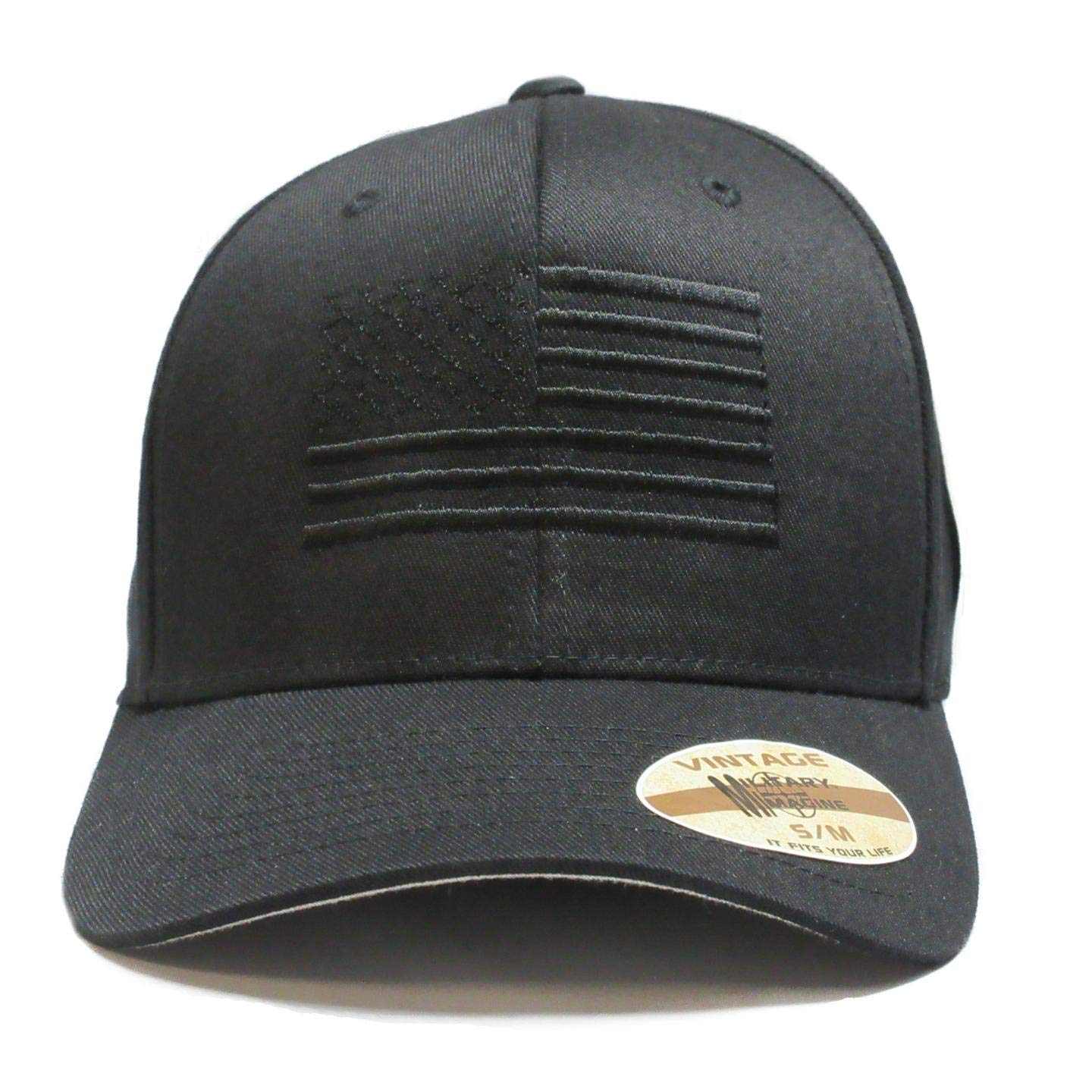 Ultimate American Flag Hat Tactical Operator The Blackout Flexfit (Black, XL/2XL)