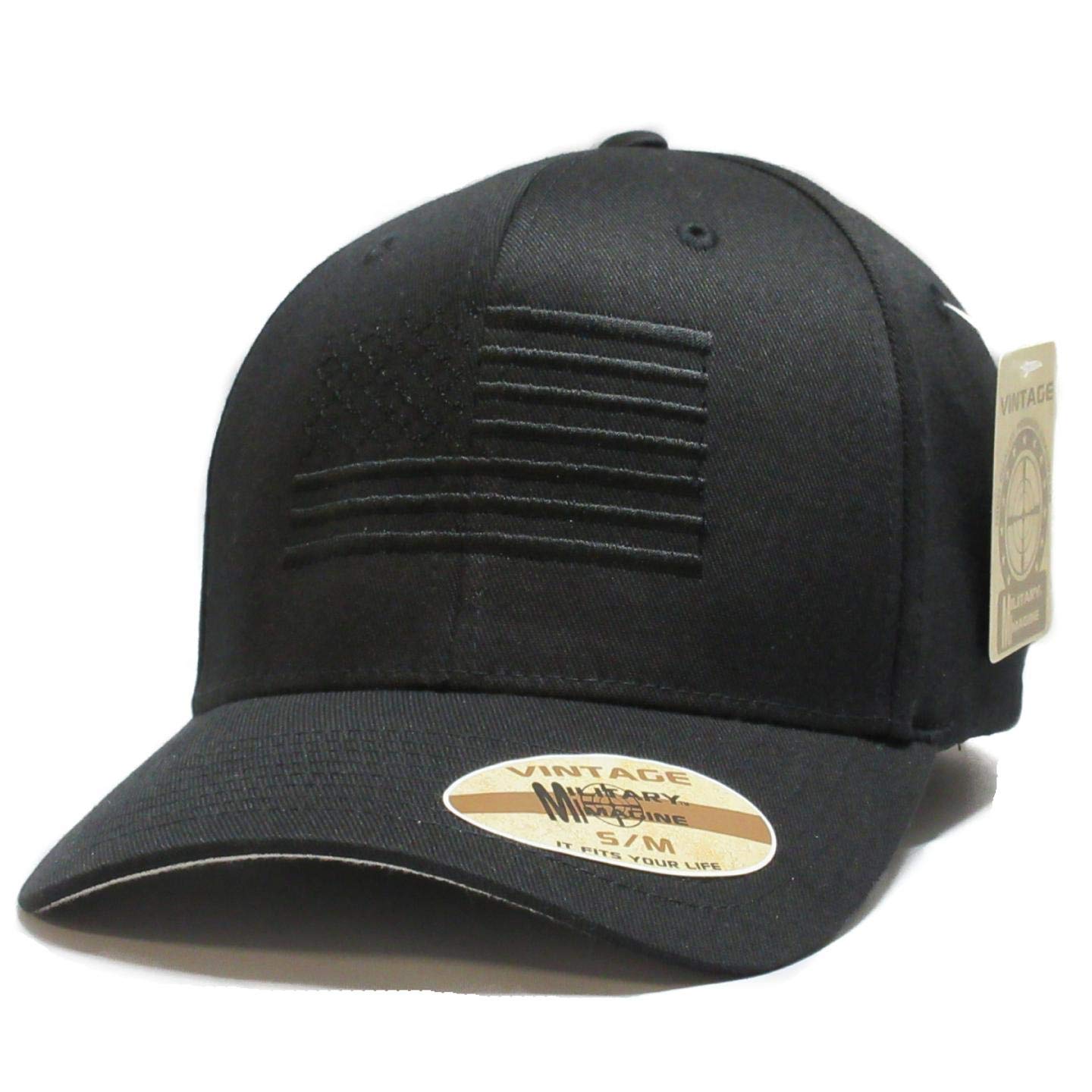 Ultimate American Flag Hat Tactical Operator The Blackout Flexfit (Black, XL/2XL)