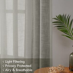 Melodieux Grey Sheer Curtains 84 Inches Long for Bedroom Living Room, Light Filtering Cotton Texture Rod Pocket Voile Drapes, 52 by 84 Inch, 2 Panels