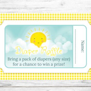 You are My Sunshine Diaper Raffle Baby Shower Cards - 24 Count