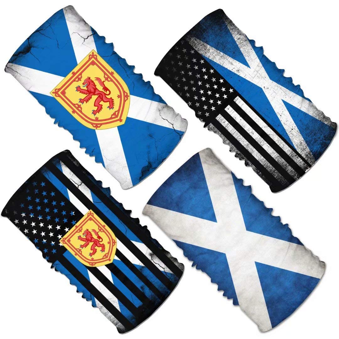 HSELOGI 4Pcs USA Scotland Flag Magic Headwear Neck Gaiter Tube Scarf Headbands Bandana Balaclava Helmet for Outdoor