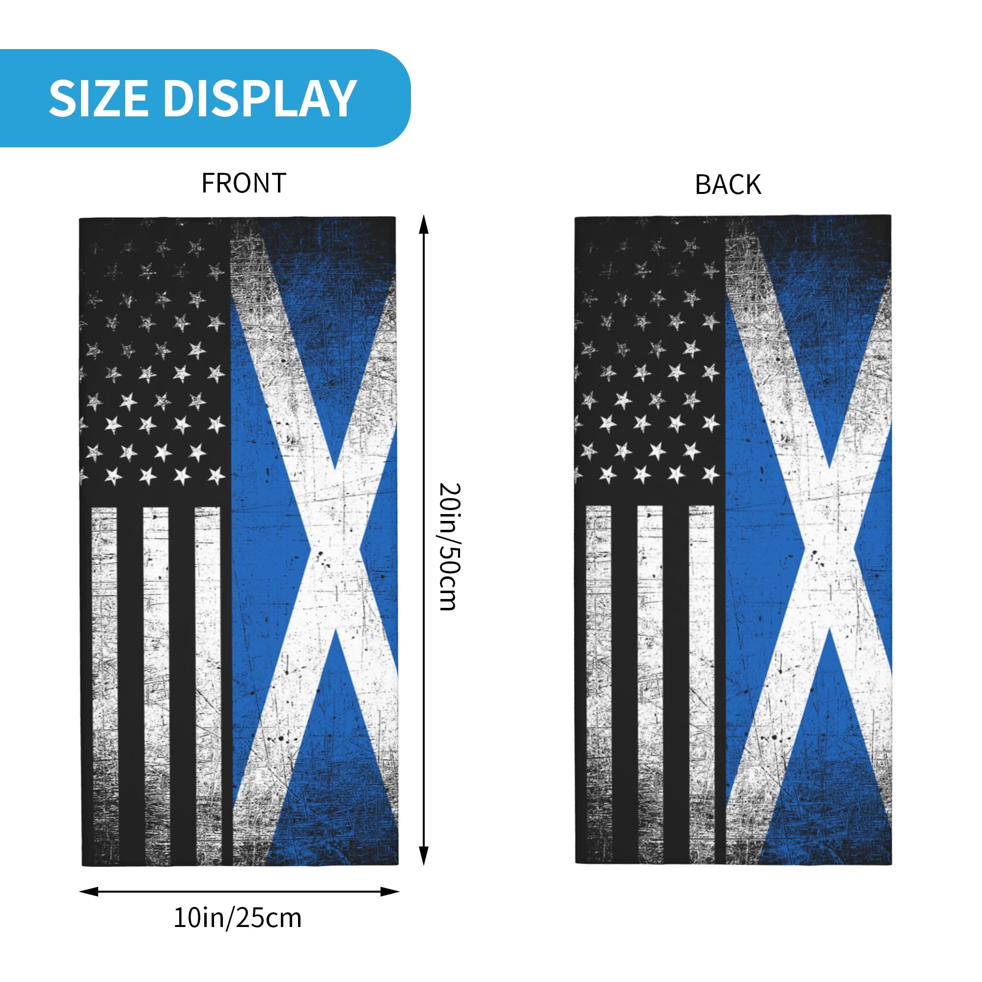 HSELOGI 4Pcs USA Scotland Flag Magic Headwear Neck Gaiter Tube Scarf Headbands Bandana Balaclava Helmet for Outdoor