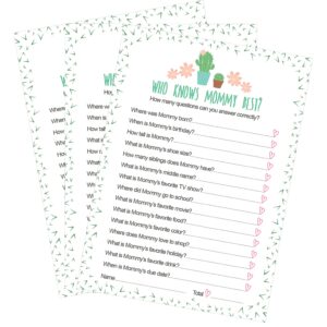 Cactus Who Knows Mommy Best Baby Shower Game - 24 count