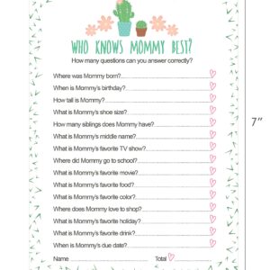 Cactus Who Knows Mommy Best Baby Shower Game - 24 count