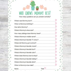 Cactus Who Knows Mommy Best Baby Shower Game - 24 count