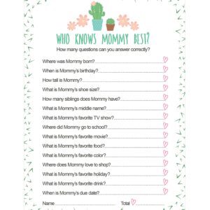 Cactus Who Knows Mommy Best Baby Shower Game - 24 count