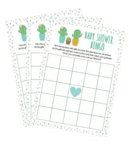 cactus bingo baby shower game - 24 count