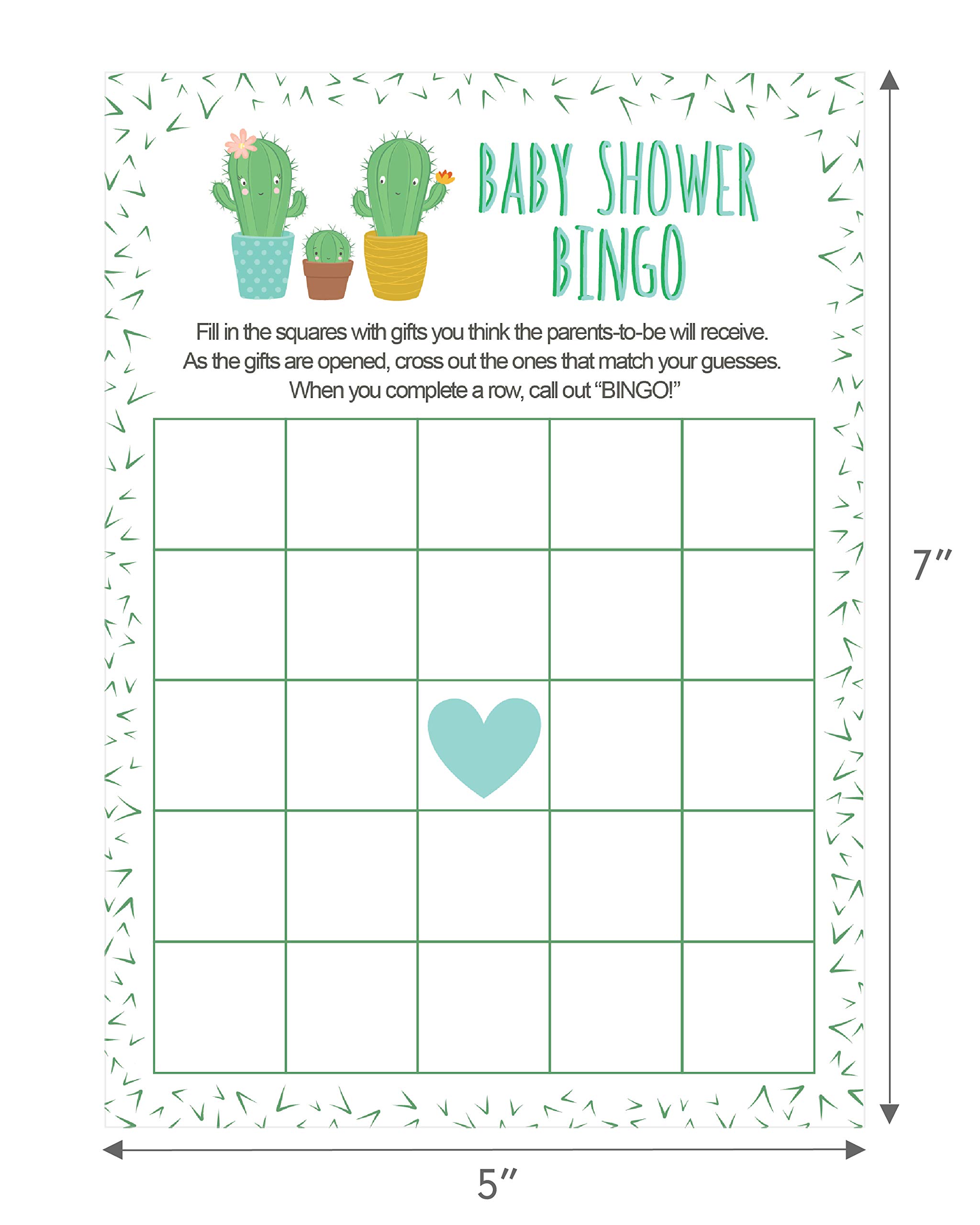 Cactus Bingo Baby Shower Game - 24 Count