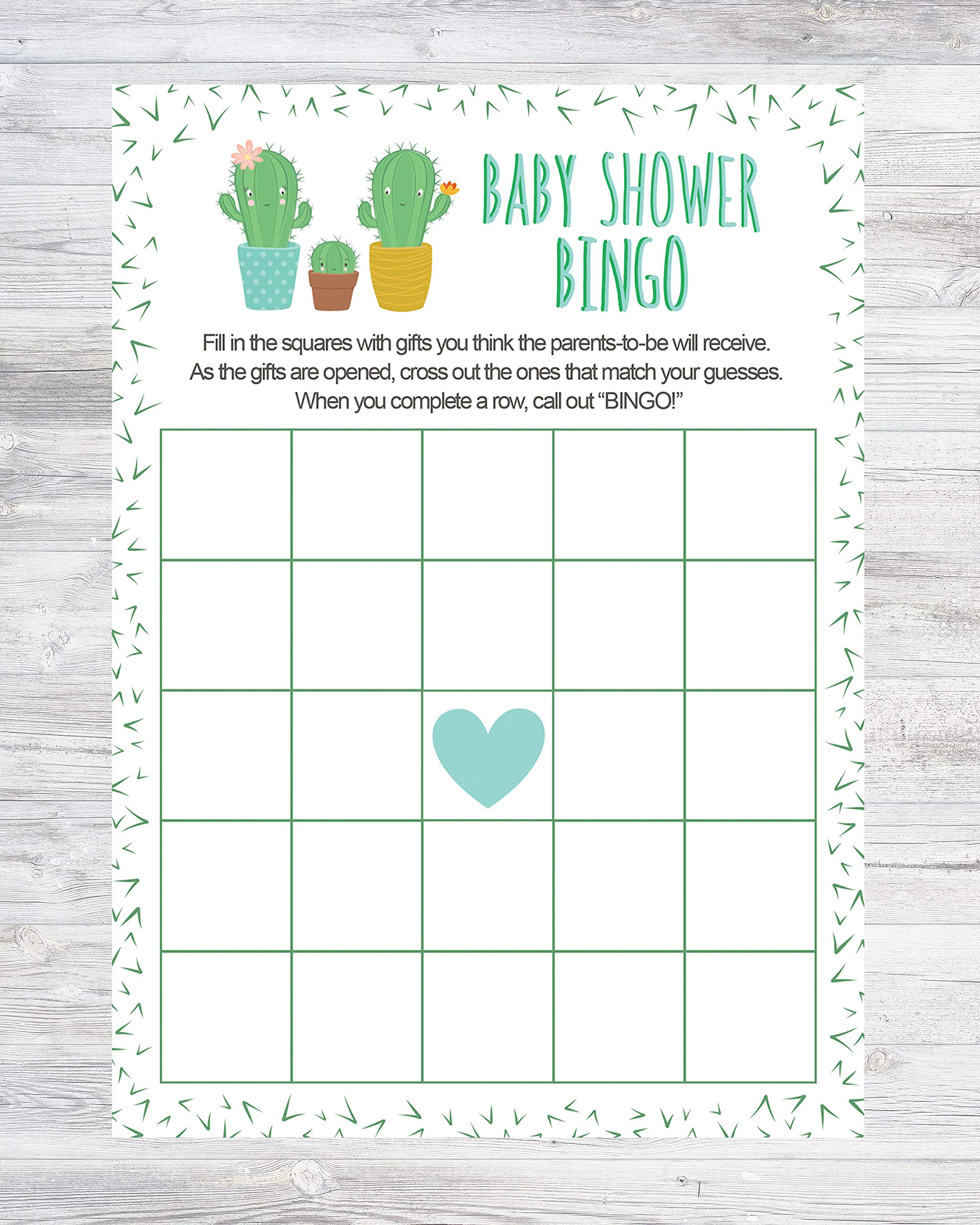 Cactus Bingo Baby Shower Game - 24 Count