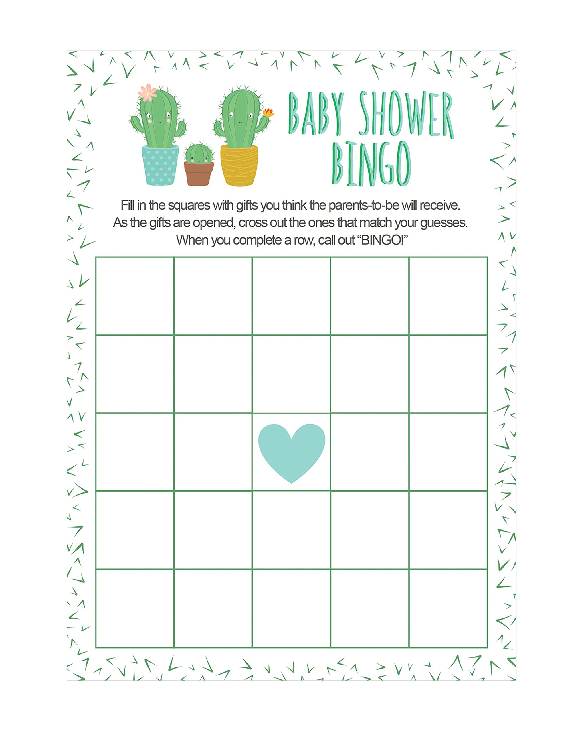 Cactus Bingo Baby Shower Game - 24 Count