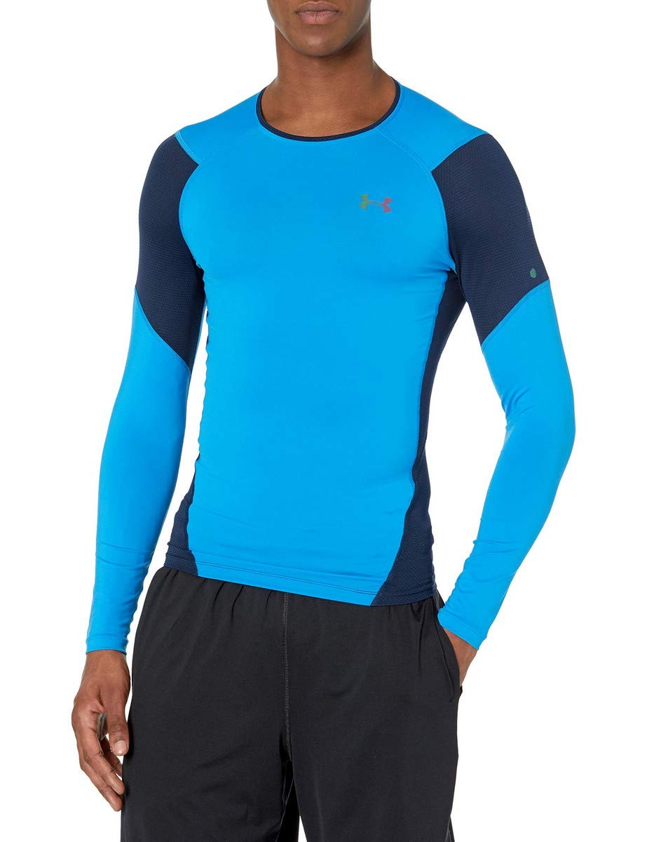 Under Armour Men's HeatGear RUSH 2.0 Compression Long-Sleeve T-Shirt , Blue Circuit (436)/Black , X-Small