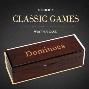 MEIOCION Double 6 Dominoes Gift Set 28 Tiles with Spinner in Wooden Box