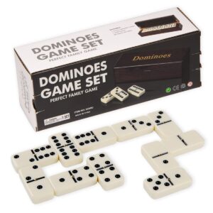 MEIOCION Double 6 Dominoes Gift Set 28 Tiles with Spinner in Wooden Box