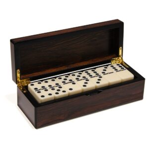 MEIOCION Double 6 Dominoes Gift Set 28 Tiles with Spinner in Wooden Box