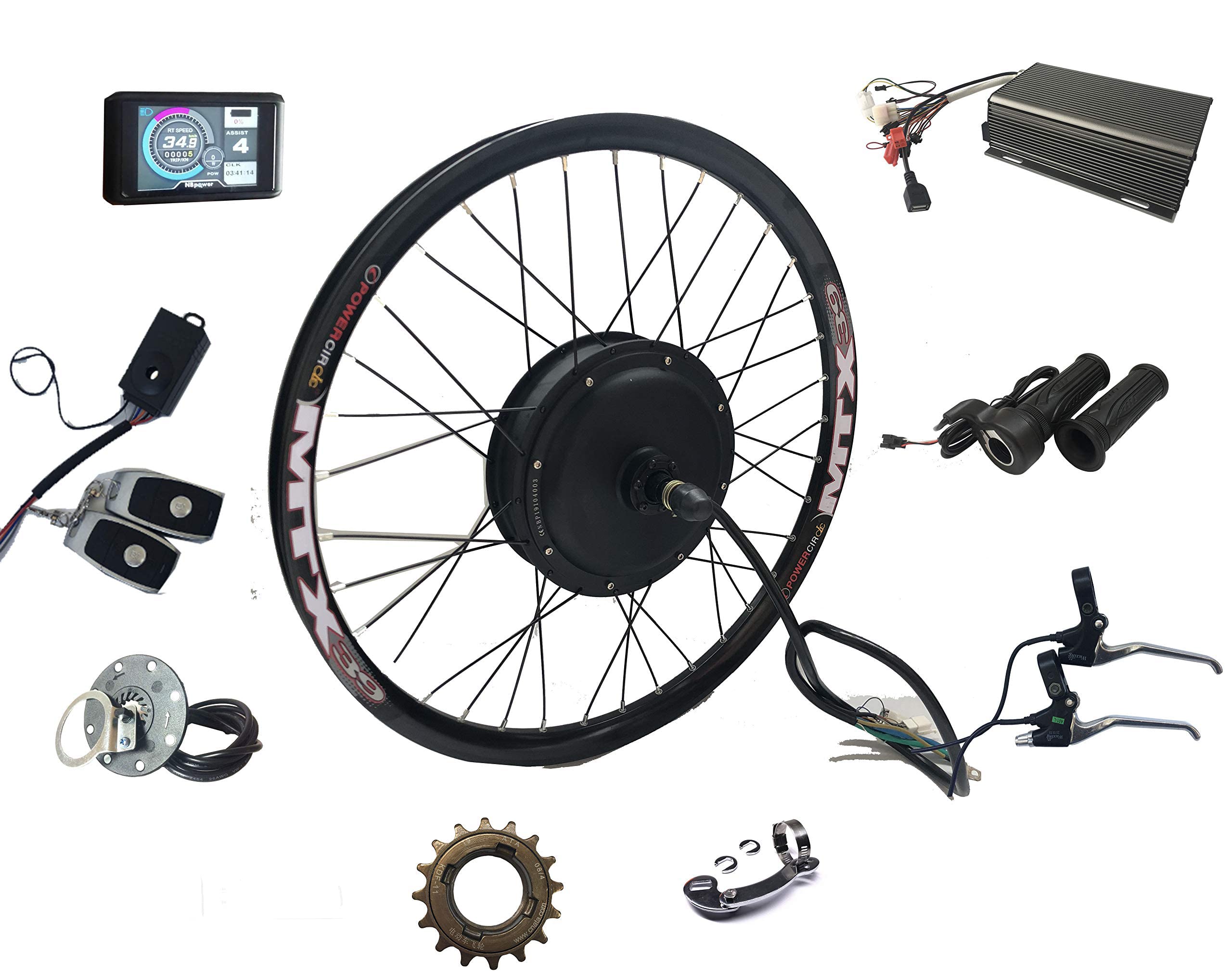 5000W Rear Wheel Electric Bike Conversion Kit, 72V 100A Sine Wave Controller, TFT Display System, Disc Brake,5000W Brushless gearless Motor, (26inch Rear)