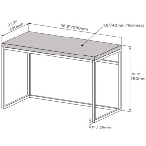 CENSI Computer Workstation Desk for Home Office, PC Laptop Writing Desk, Grey, 47 Inch Wood and Metal, Extra Thick and Deep Tabletop