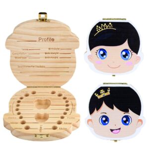 pdtxcls spprandom hlxff3 aeiniwer blackpaistar baby tooth box, baby tooth protector container, lovely andromeda wooden tooth collector (girl)