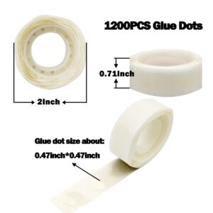 Ausenful 1200 PCS Balloon Glue Points Dots 0.47Inch Removable Adhesive Craft Mini Sticky Dot Tape for Balloons Party Paper Craft or Wedding Decoration 12 Rolls