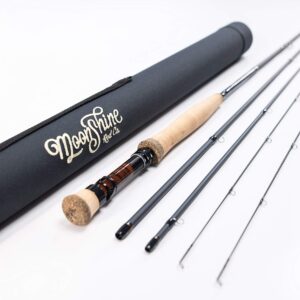 Moonshine Rod Co. Fly Fishing Rod with Carrying Case and Extra Rod Tip Section Fast Action, The Vesper, 3wt 10'6" ESN