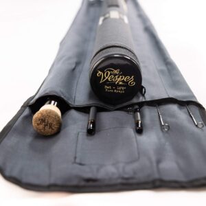 Moonshine Rod Co. Fly Fishing Rod with Carrying Case and Extra Rod Tip Section Fast Action, The Vesper, 3wt 10'6" ESN