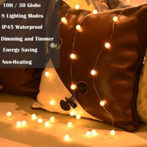 Grandhome Cactus Decor String Lights, Cactus Ornament Fairy Lights Battery Powered, 10ft 30LED String Lights Warm White, 8 Modes with Remote for Tropical Themed Bedroom Wedding Home Party Decoration