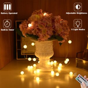 Grandhome Cactus Decor String Lights, Cactus Ornament Fairy Lights Battery Powered, 10ft 30LED String Lights Warm White, 8 Modes with Remote for Tropical Themed Bedroom Wedding Home Party Decoration