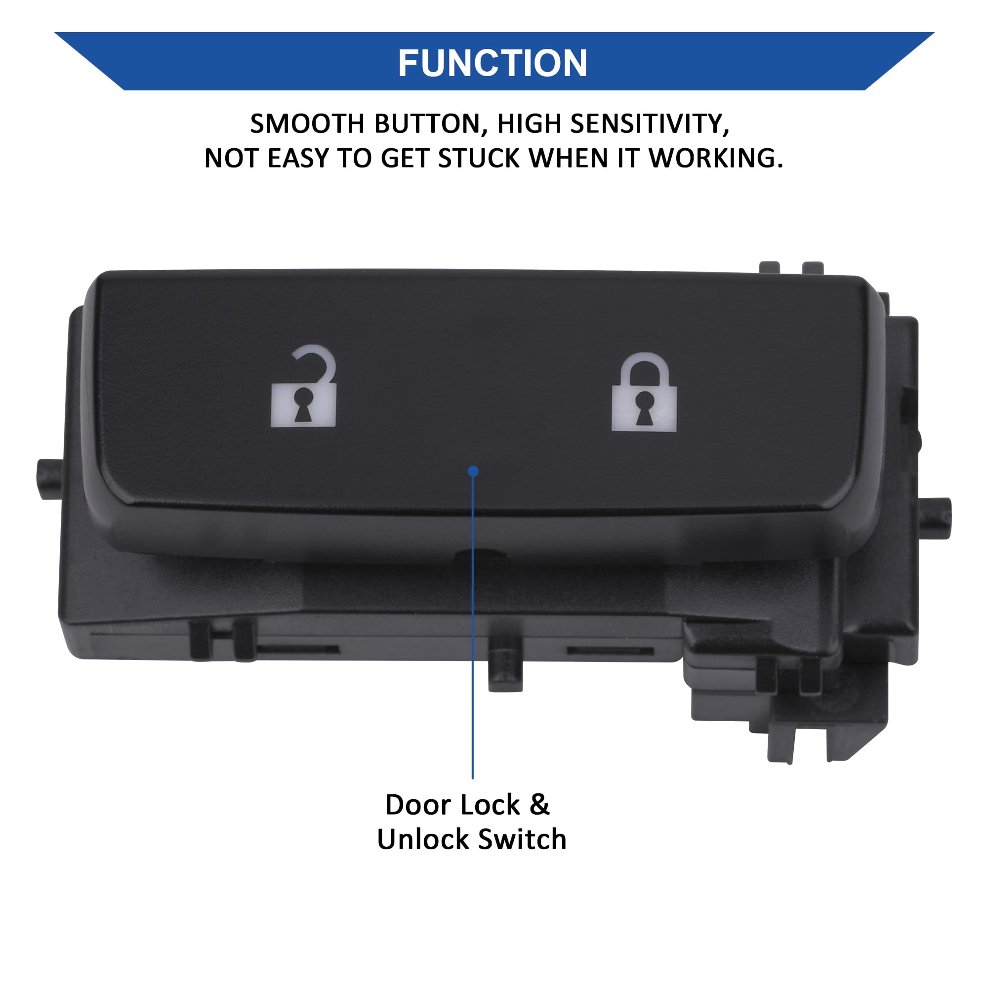 Door Lock Switch Front Left Driver Side, Compatible with 2007-2014 Chevrolet Silverado GMC Sierra 1500 2500HD 3500HD, Replace OE 15804093 901-119