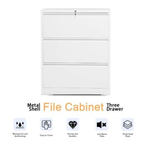 Aobabo 3 Drawer File Cabinet 28In Wide,White