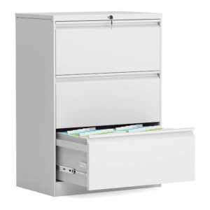 Aobabo 3 Drawer File Cabinet 28In Wide,White