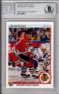 beckett-bas jeremy roenick 1990-1991 upper deck rookie chicago blackhawks autographed signed trading card