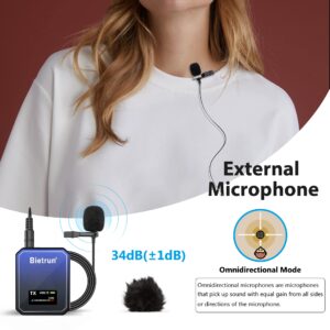 Portable Wireless Lavalier Microphone for iPhone, Camera, Android, Gopro 6/7/8/9/10,Gain Adjustment＆Mute,Wireless Lapel Clip On Mic System for Video Recording,YouTube,Vlog(164 ft Range)with Windshield