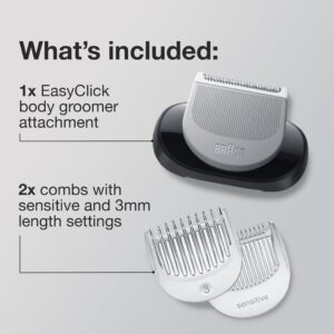 Braun EasyClick Body Groomer Attachment for Series 5, 6 and 7 Electric Razor, Compatible with Electric Shavers 5018s, 5020s, 6075cc, 7071cc, 7075cc, 7085cc, 7020s, 5050cs, 6020s, 6072cc, 7027cs